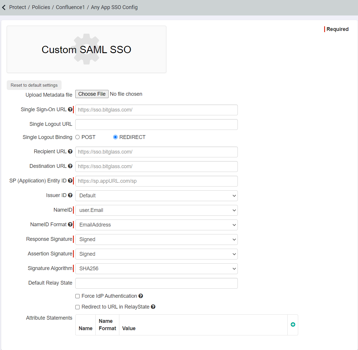 Configuring SSO for custom application